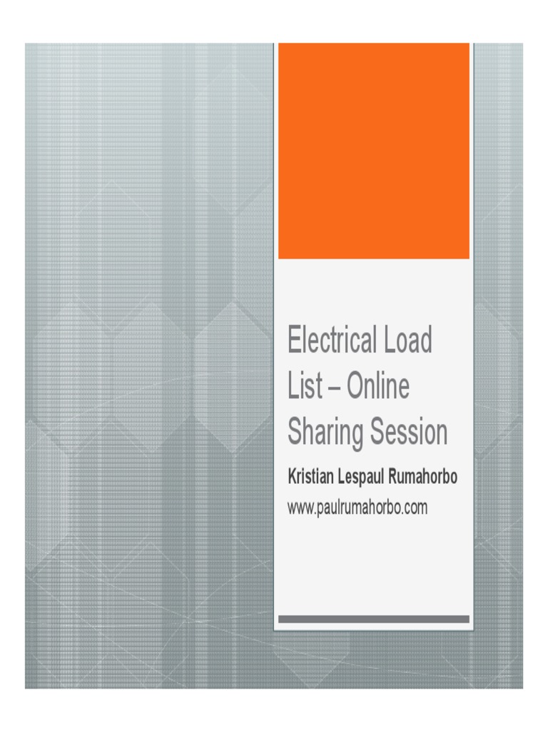 Materi Sharing Session - Electrical Load List | PDF