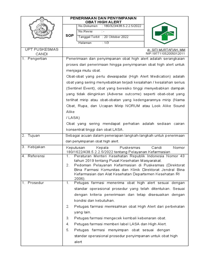 SOP Lasa Dan High Alert | PDF