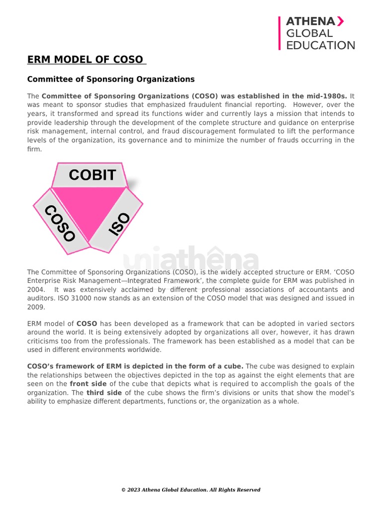 ERM Model of COSO | PDF | Risk | Business