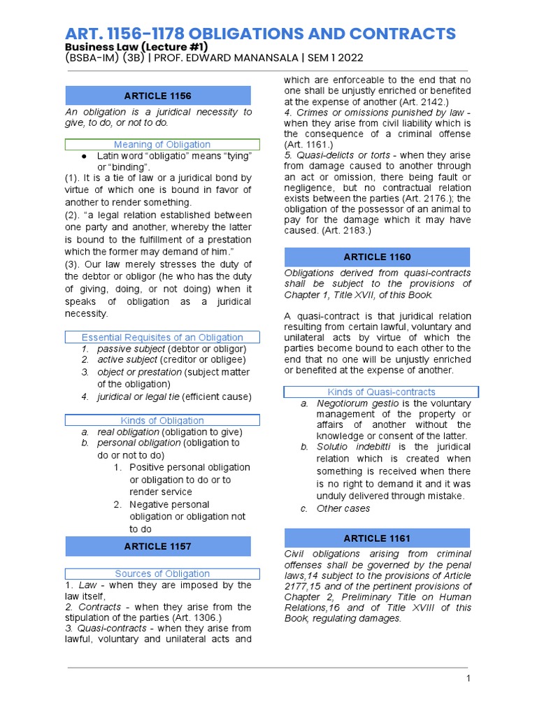 Oblicon 1 | PDF | Law Of Obligations | Interest