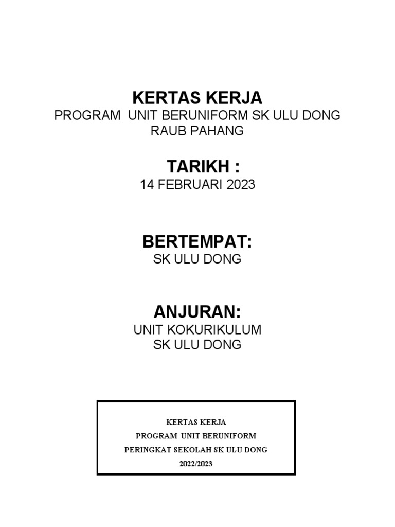 KERTAS KERJA - Program Unit Beruniform | PDF