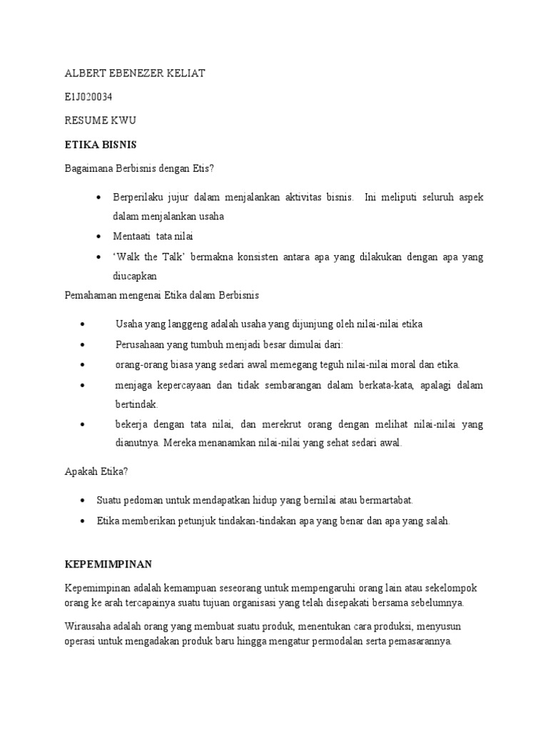 Kwu - Resume - Albert Ebenezer Keliat | PDF