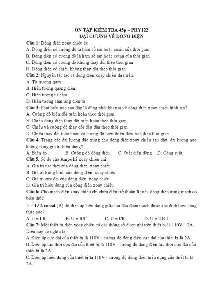 ÔN TẬP KIỂM TRA 45p | PDF