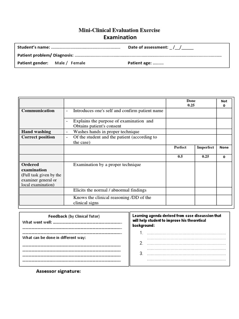 Examination Mini-CEX Form 22 | PDF | Cognition | Health Care