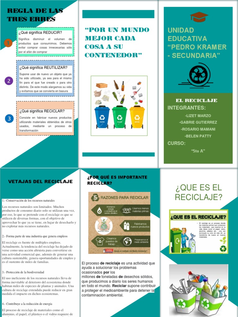 Triptico Del Reciclaje | PDF | Reciclaje | Residuos