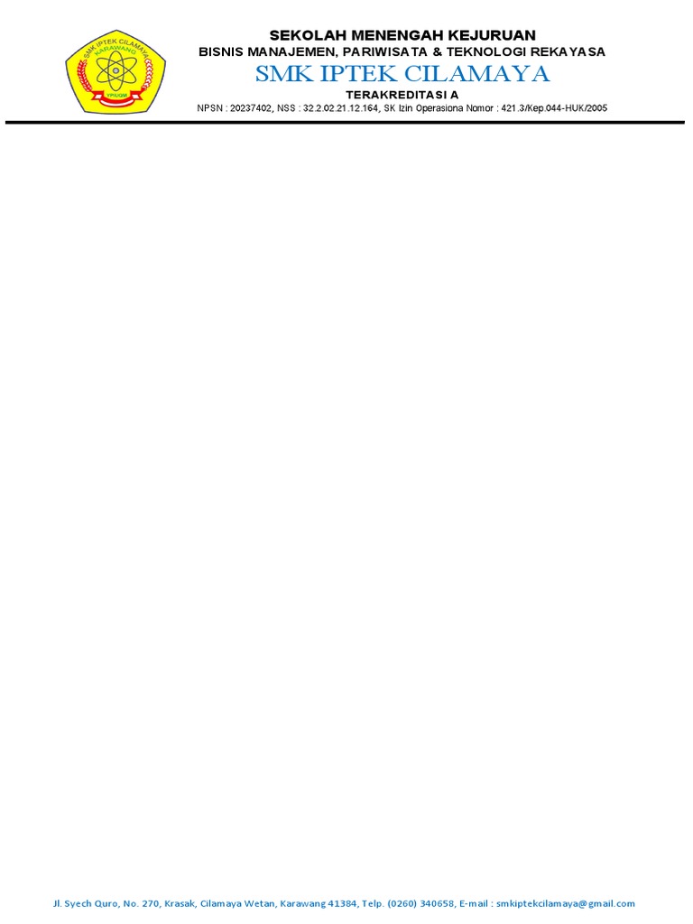 Kop Surat SMK Iptek New F4 | PDF