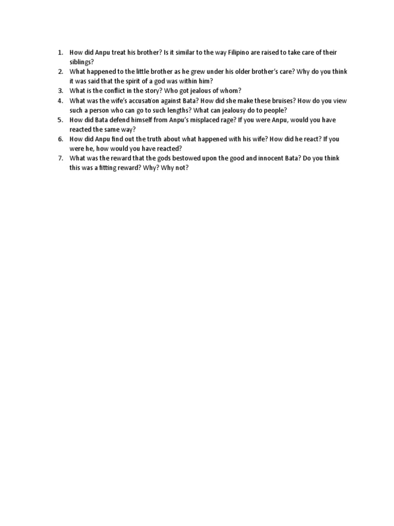 Two Brothers Guide Questions | PDF