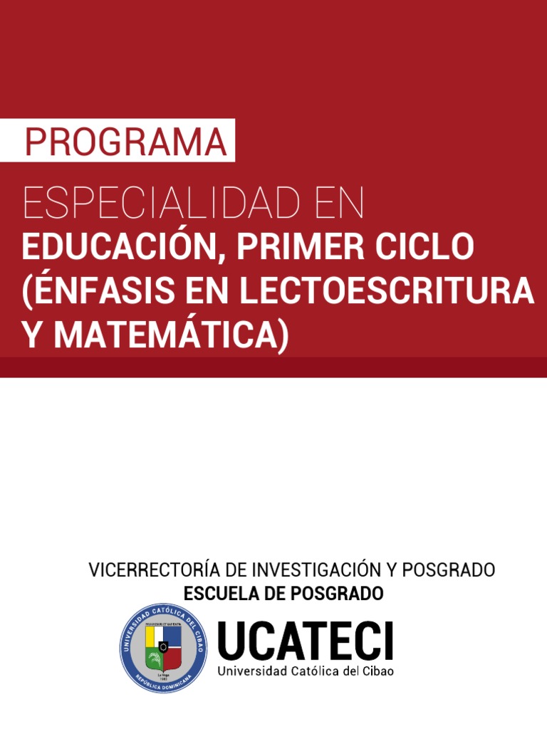Especialidad en Educacin Primer Ciclo Nfasis en Lectoescritura y Matemtica | PDF | Plan de ...