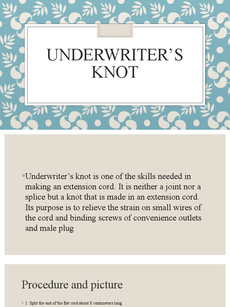 Underwriter's Knot | PDF