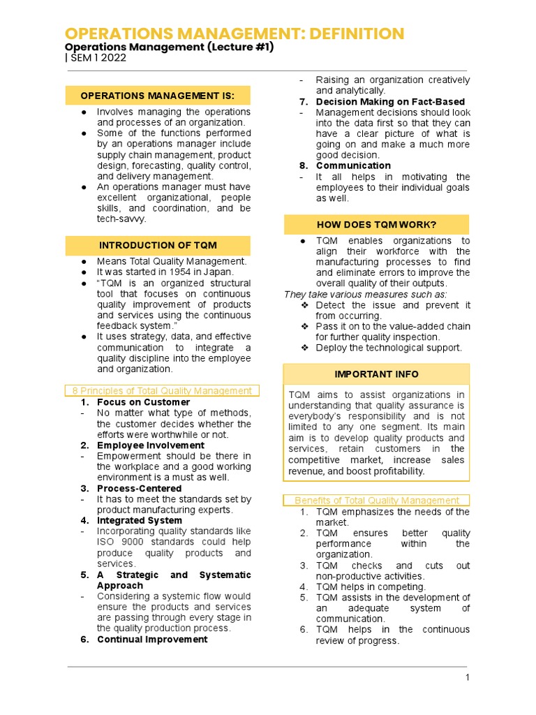 Introduction To Operation Management-Definition | PDF | Marketing | Operations Management