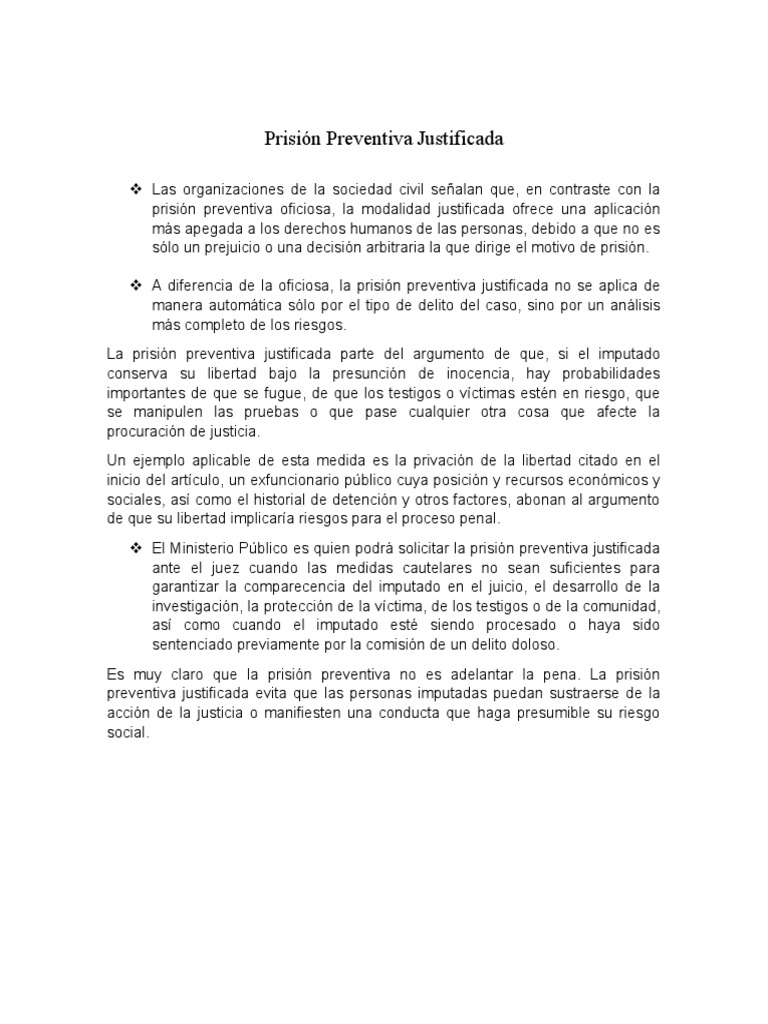 Prision Preventiva Justificada Pdf