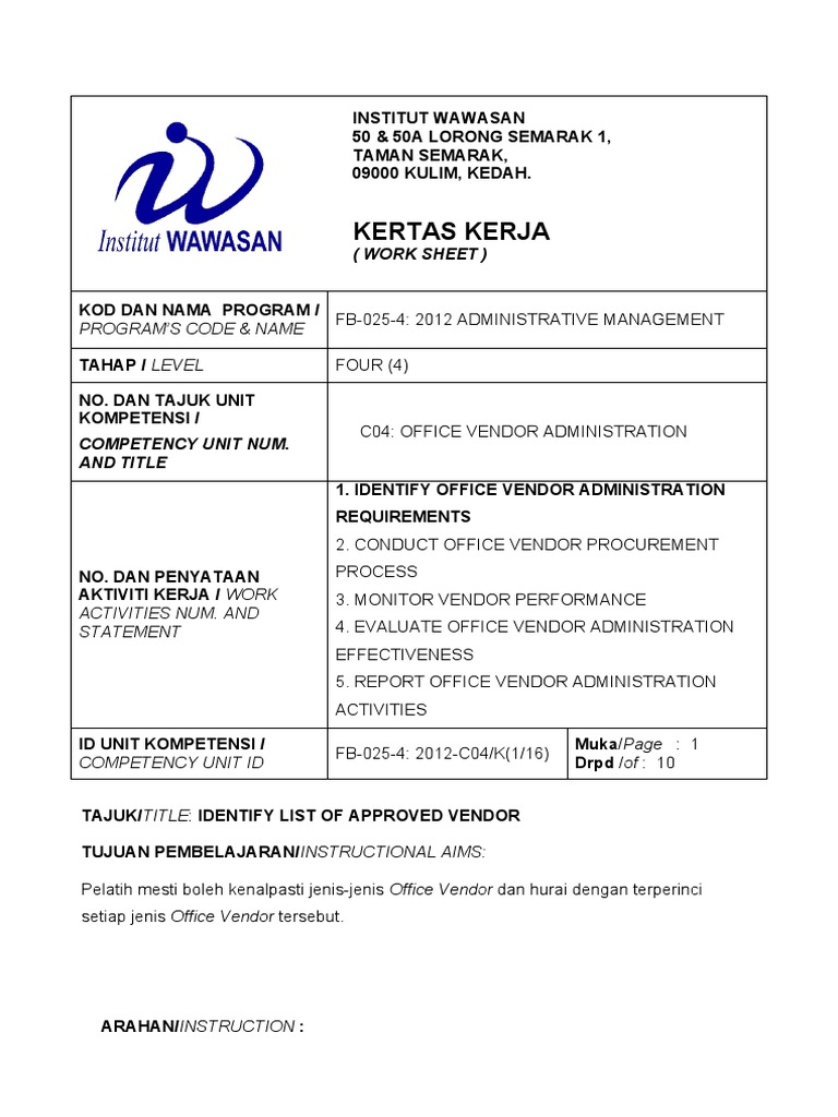 Kertas Kerja: (Work Sheet) | PDF