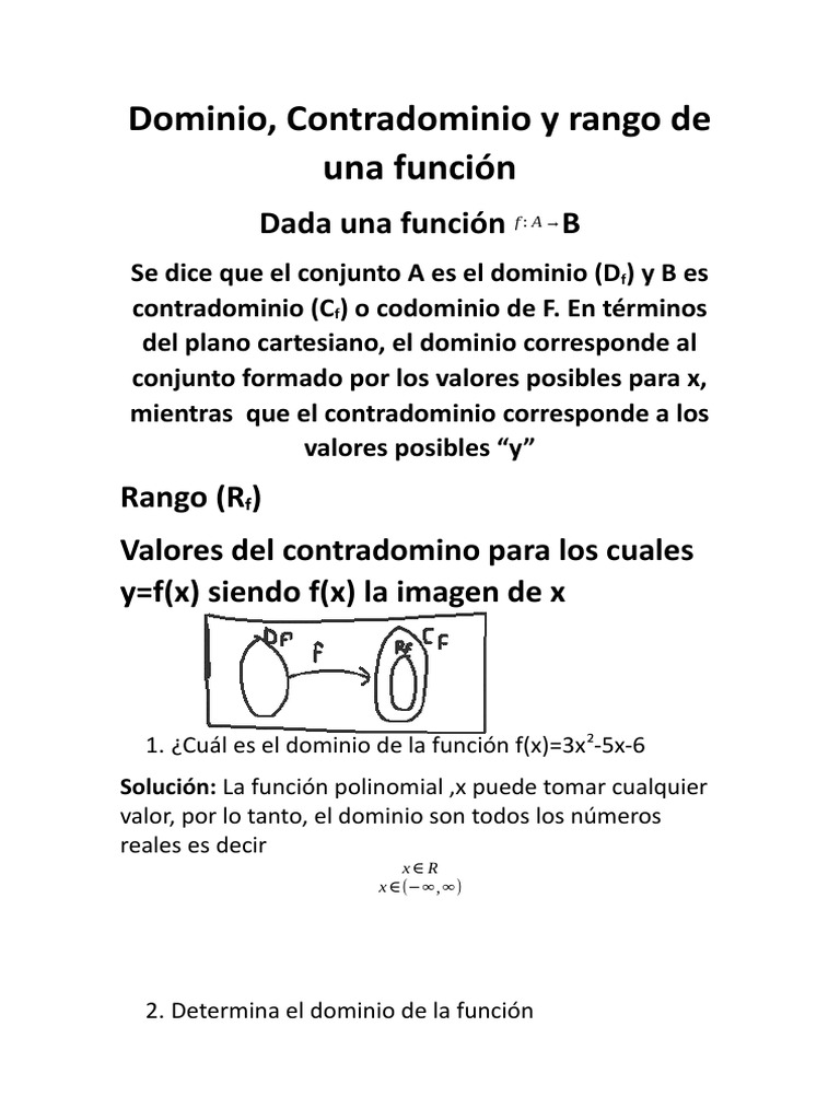Dominio Contradominio y Rango | PDF | Función (Matemáticas) | Dominio ...