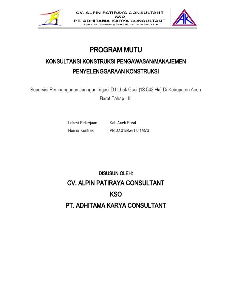 Cover Program Mutu | PDF