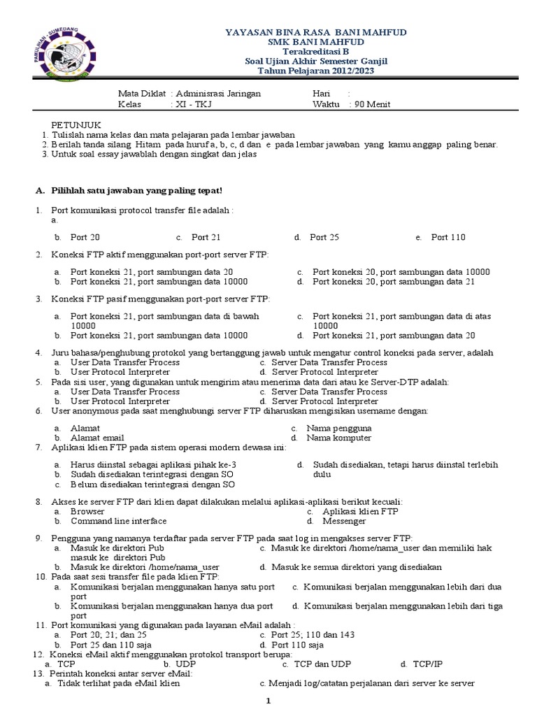 Soal ASJ XI Fix II | PDF | Komputer