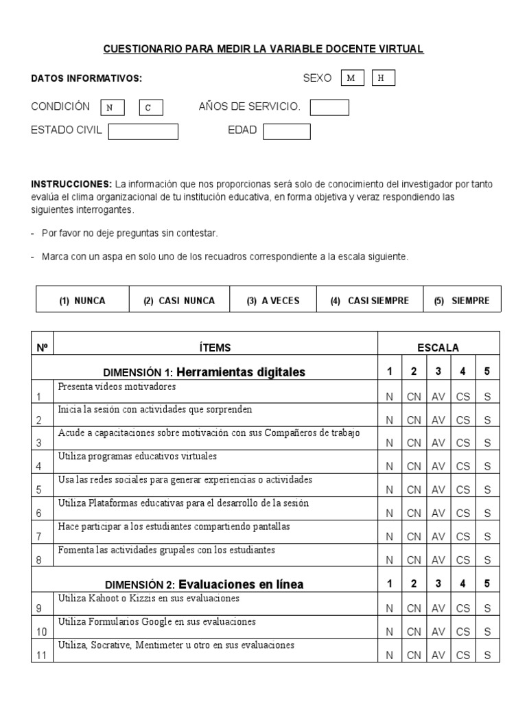Modelo de Cuestionario | PDF | Cuestionario | Comunicación