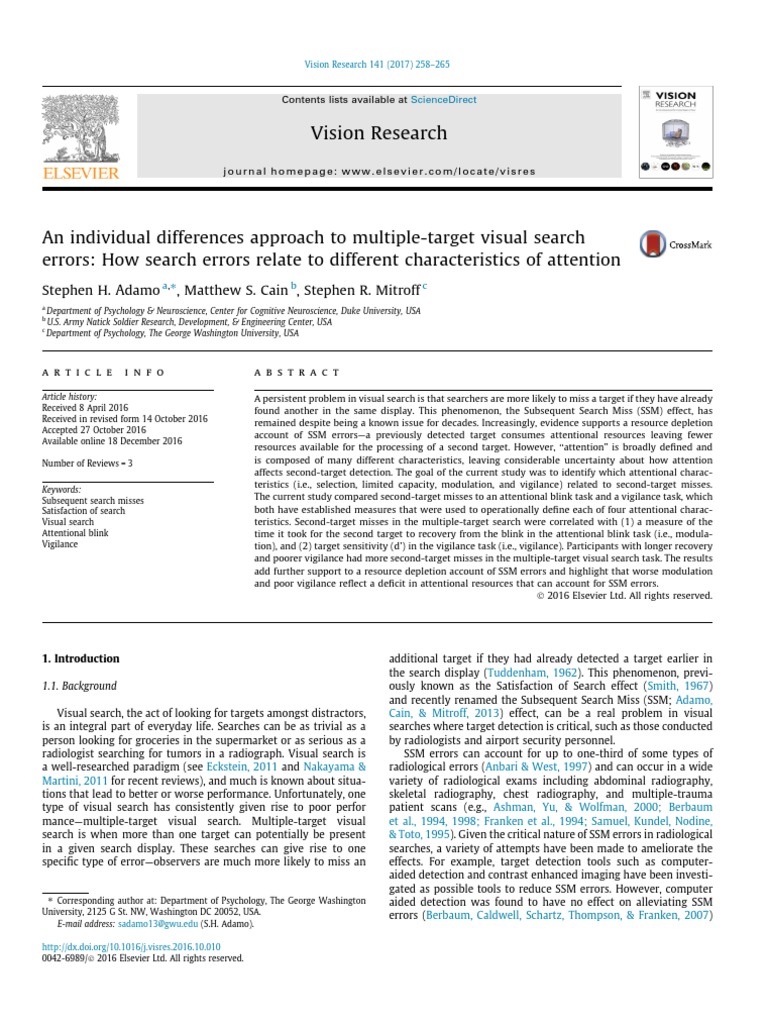 Adamo, Cain and Mitroff (2017) | PDF | Attention | Radiology
