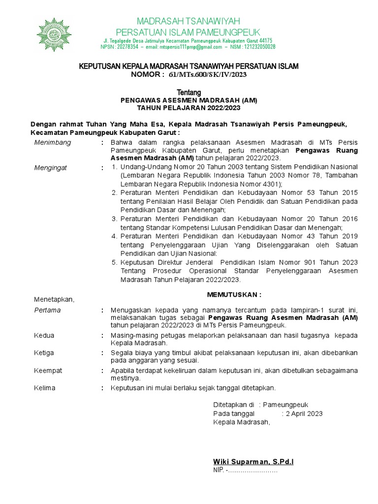 SK Pengawas Am 2023 | PDF