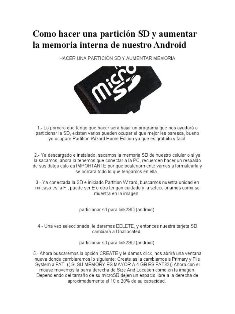 Como Hacer Una Partición SD y Aumentar La Memoria Interna de Nuestro Android | PDF | Android ...