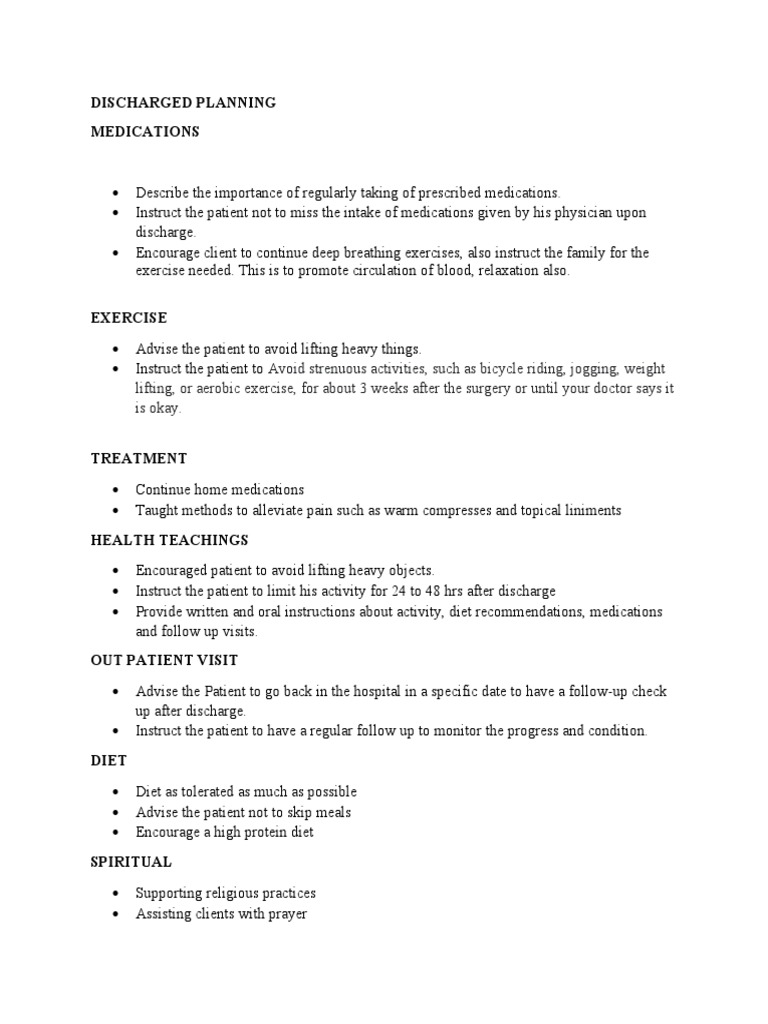 Discharge Plan Varicocele | PDF