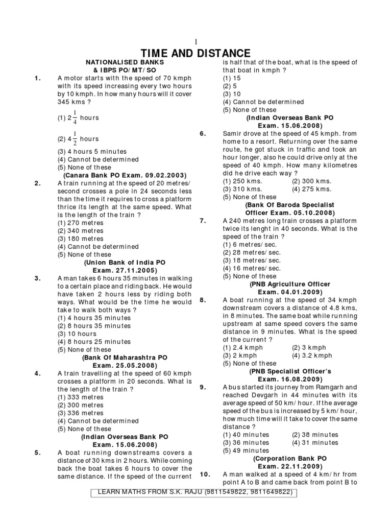Time and Distance | PDF | Speed | Metre