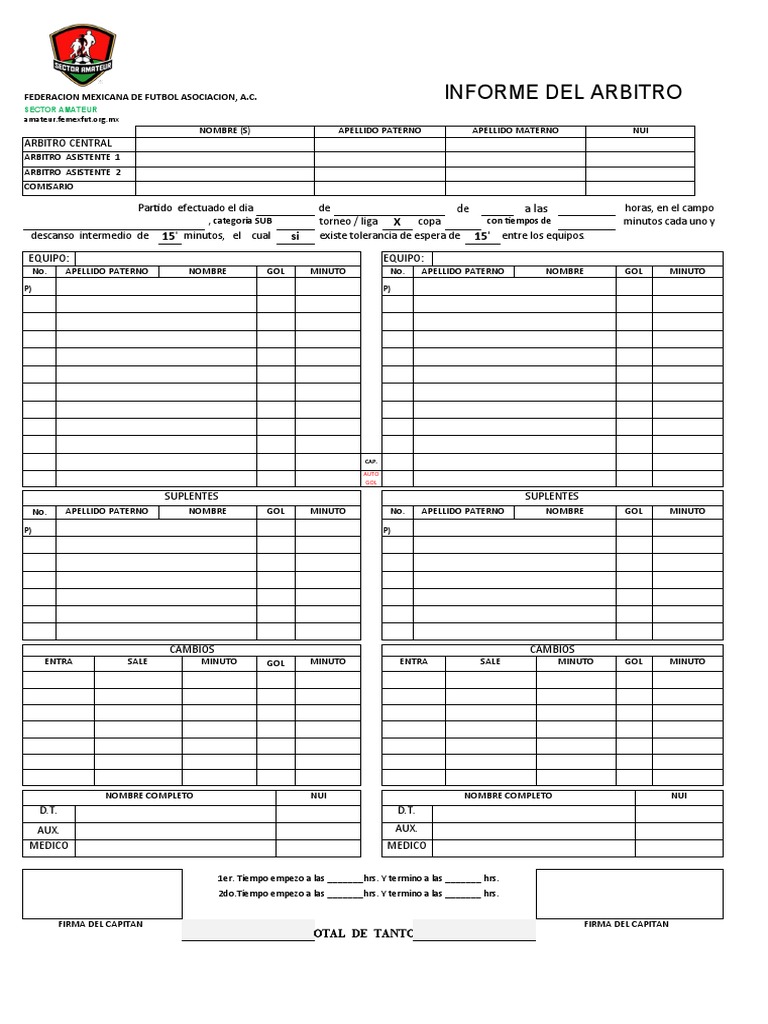 Cedula de Juego | PDF | Árbitro | Asociación de Futbol