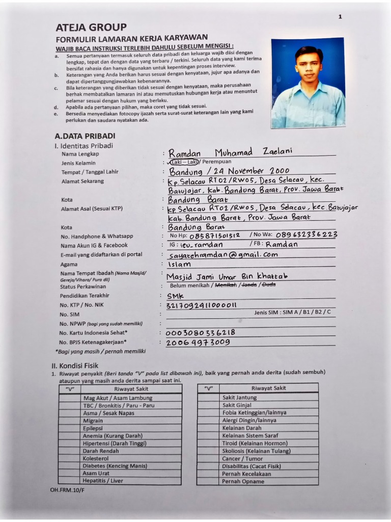 Formulir Isian Interviewnn | PDF