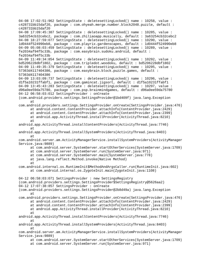 Settings Provider | Download Free PDF | Java (Programming Language) | Backup