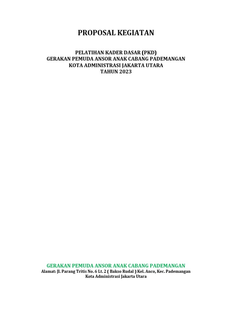 Proposal PKD Gerakan Pemuda Ansor 2023 | PDF