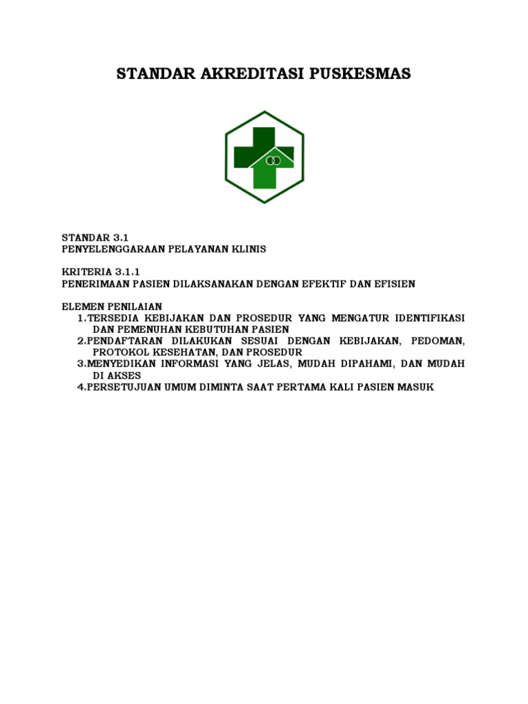Standar Akreditasi Puskesmas Akyu | PDF