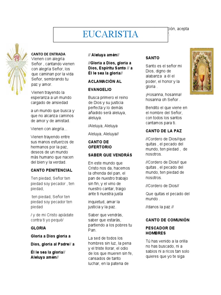 Canto Misa Ordinaria | PDF | eucaristía | Pecado