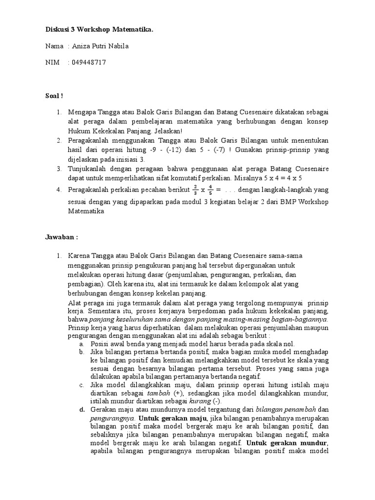 Diskusi 3 Workshop MTK | PDF