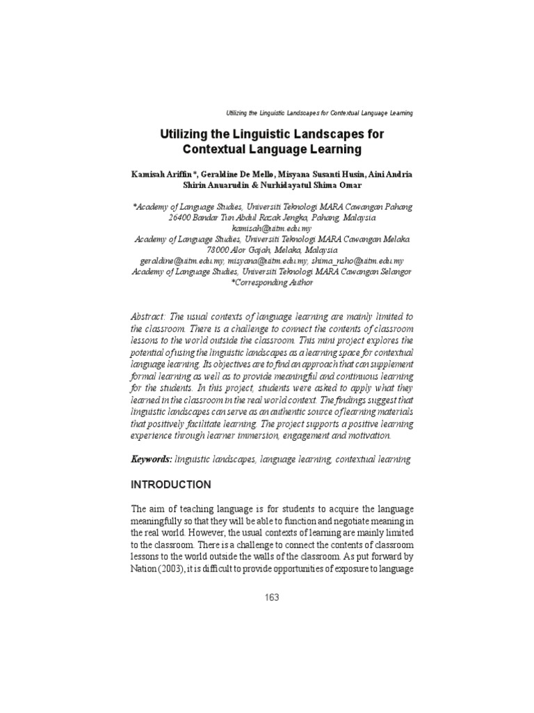 Utilizing The Linguistic Landscapes For | Download Free PDF | Learning ...