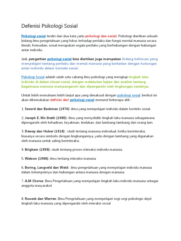 Definisi dan Ruang Lingkup Psikologi Sosial | PDF | Sains & Matematika
