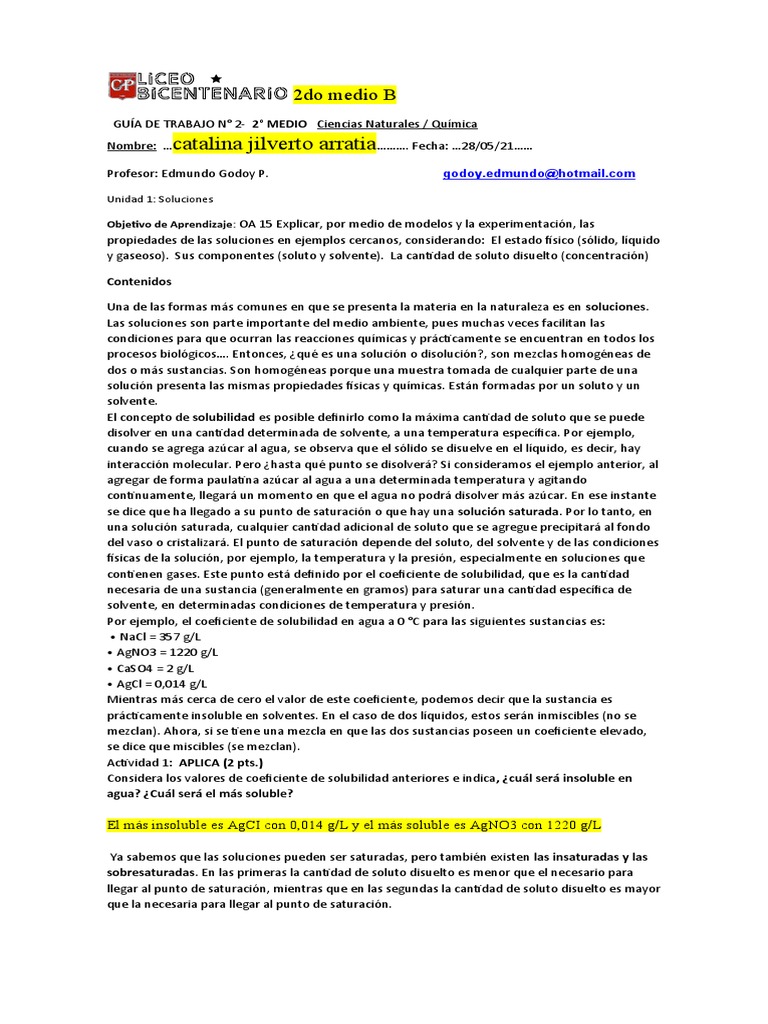 Guia de Quimica N°3 Mezclas | PDF | Solubilidad | Solvente