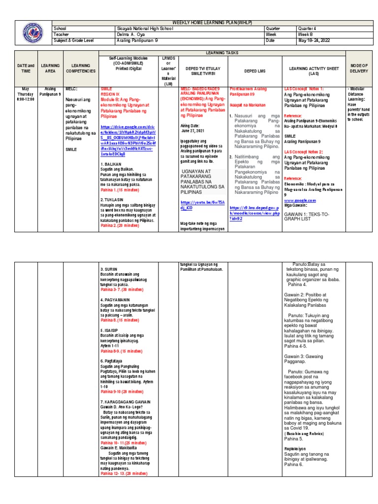 OYA - AralPan9-WHLP-Q4-Wk 8 | PDF