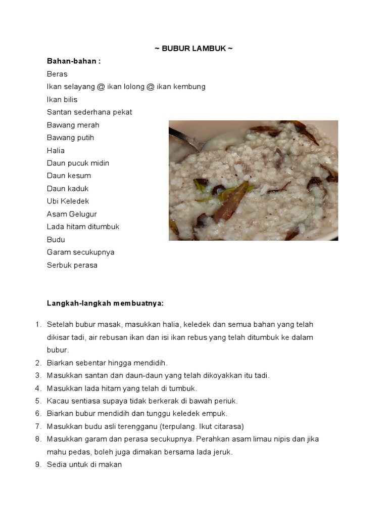 Bubur Lambuk | PDF