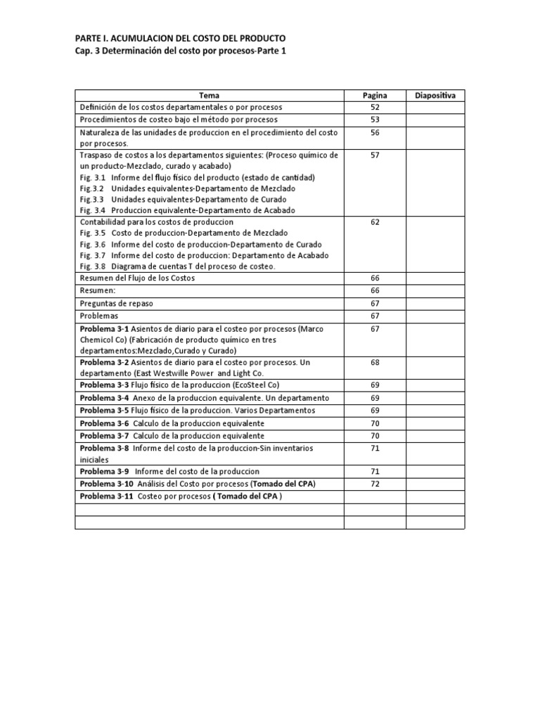 Cap. 3 Determinacion Del Costo Por Procesos - Parte 1 | PDF