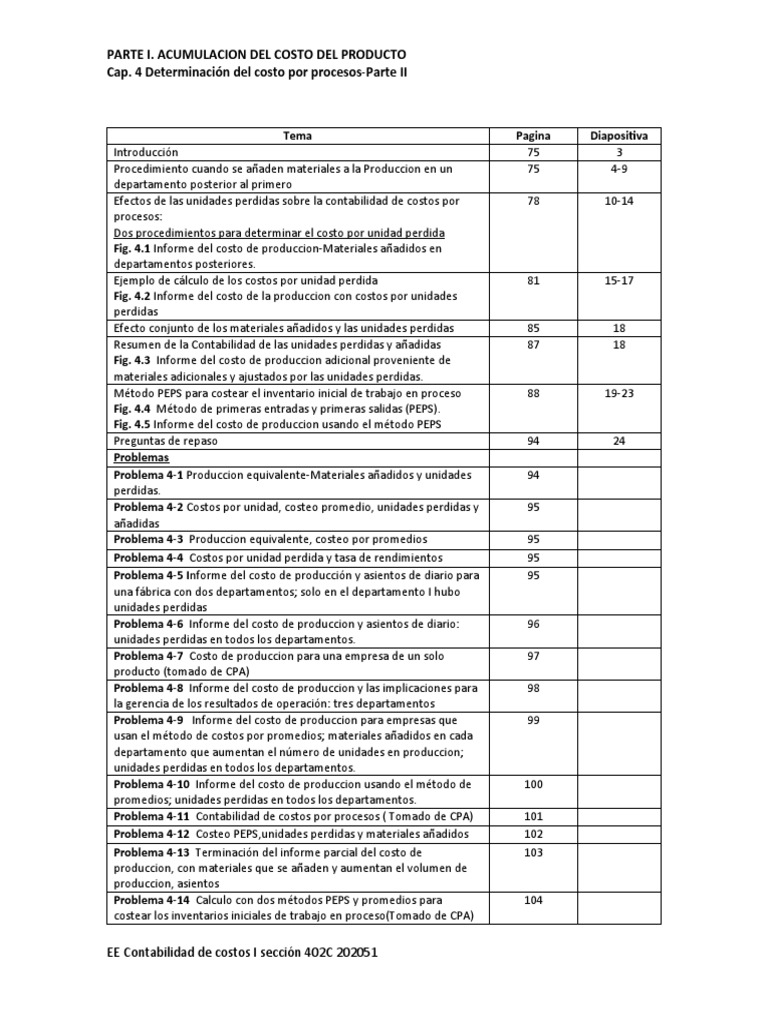 Cap. 4 Determinacion Del Costo Por Procesos - Parte II | PDF | Contabilidad | Economias