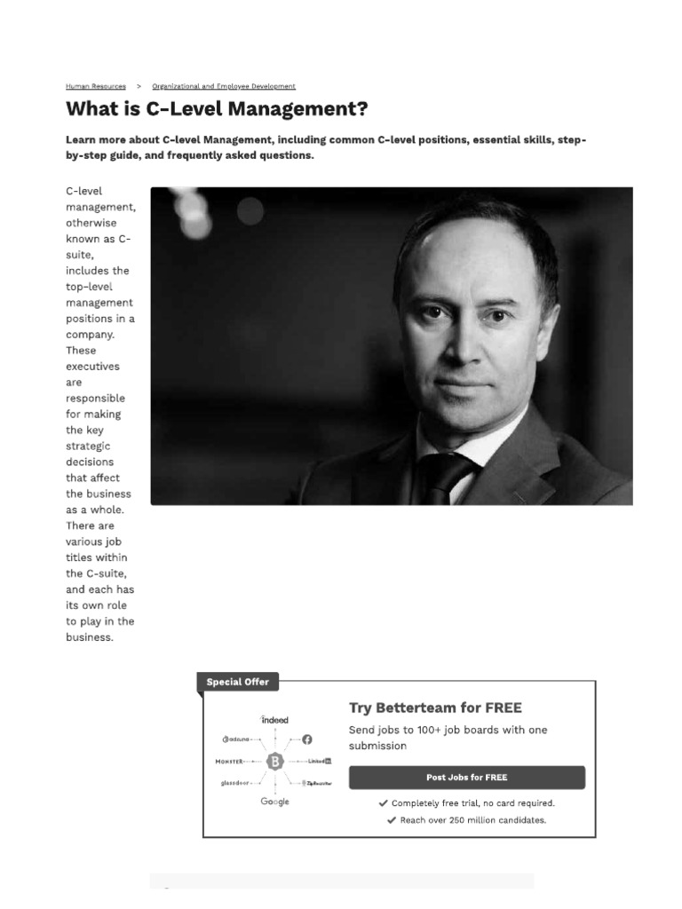 What Is C-Level Management | PDF