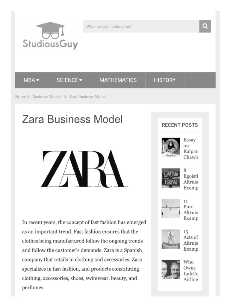 Zara Business Model | PDF