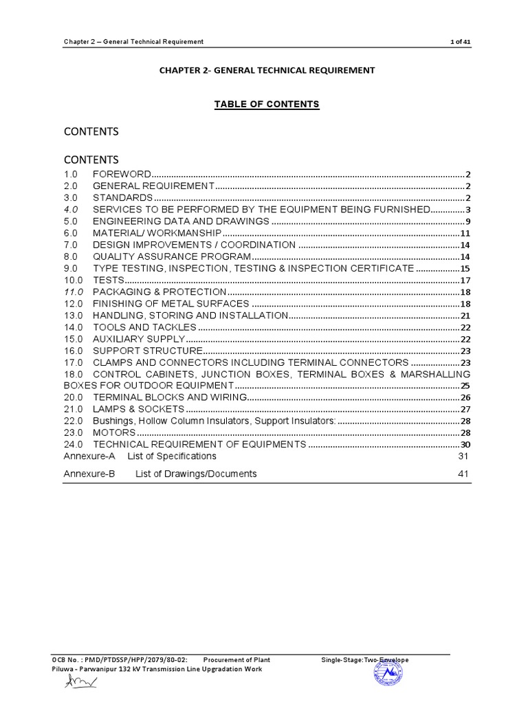 Chapter 2-General Technical Requirement | PDF