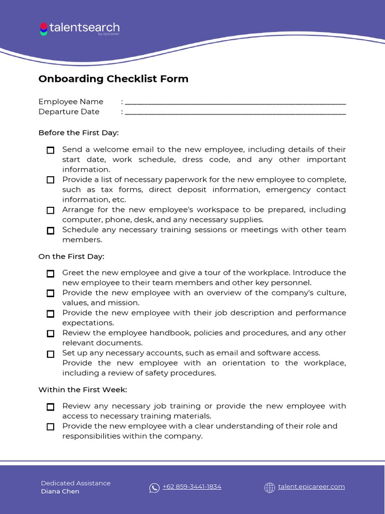 Onboarding Checklist Form | PDF | Performance Appraisal | Business