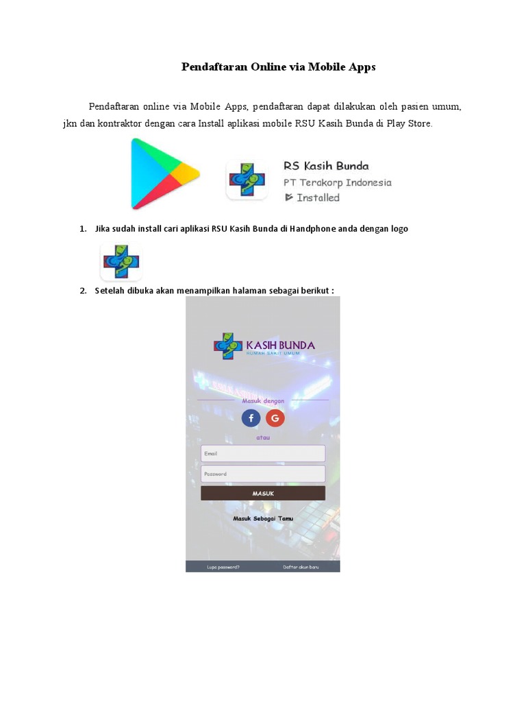 Pendaftaran Online RSU Kasih Bunda | PDF