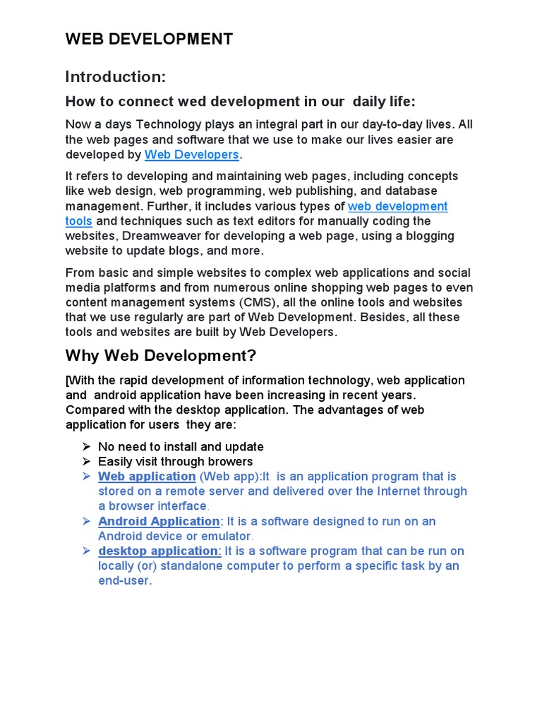 Web Development | PDF | World Wide Web | Internet & Web