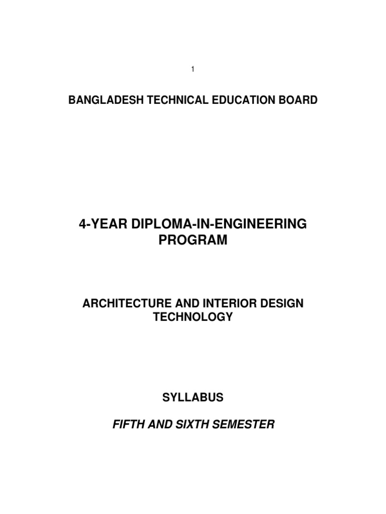 Diploma in Architecture Syllabus | PDF | Surveying | Beam (Structure)