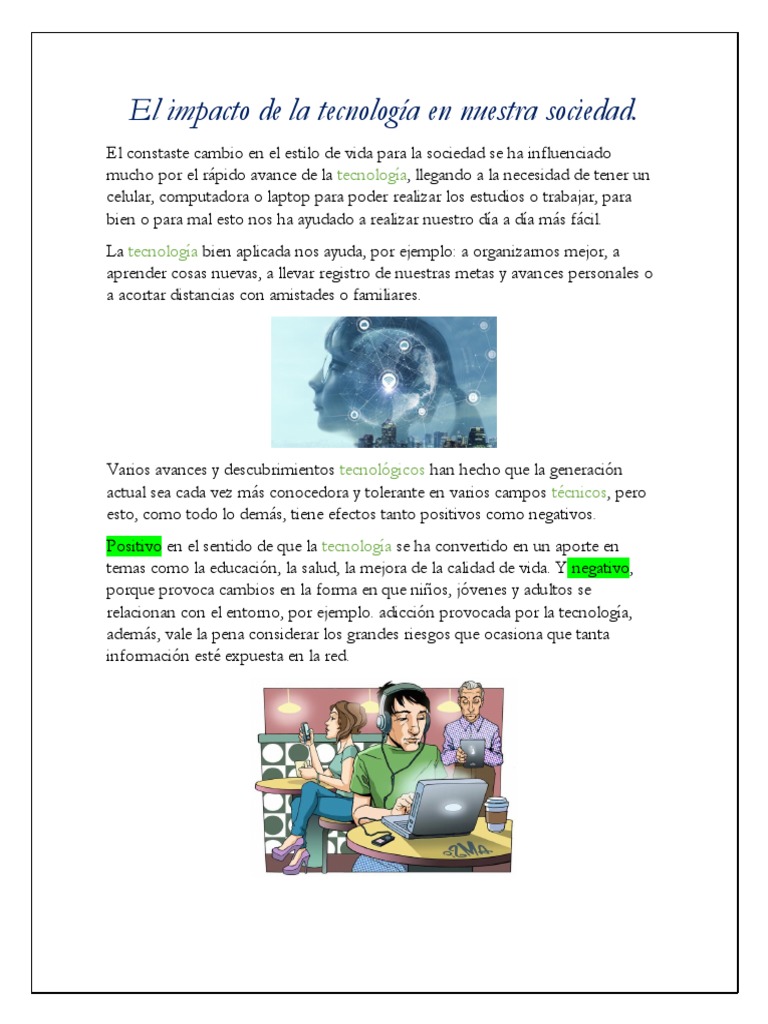 El Impacto de La Tecnología en Nuestra Sociedad | PDF | Sociedad