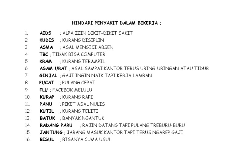Hindari Penyakit Dalam Bekerja | PDF