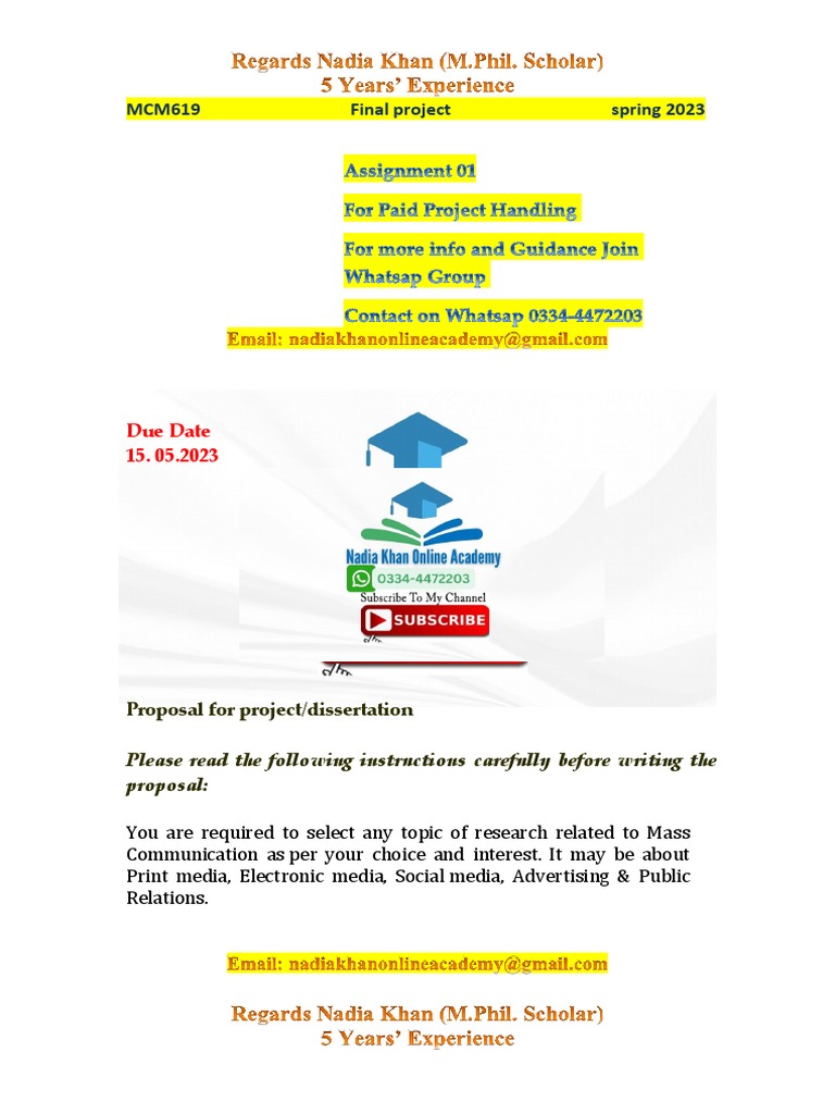 Spring 2023 - MCM619 - 1 Guidelines by Nadia Khan (M.Phil Scholar) | PDF | Validity (Statistics ...