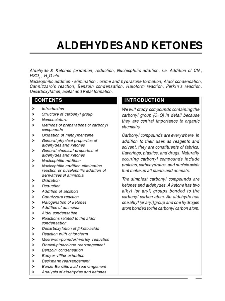 Aldehydes and Ketones-01 - Theory | PDF | Aldehyde | Ketone